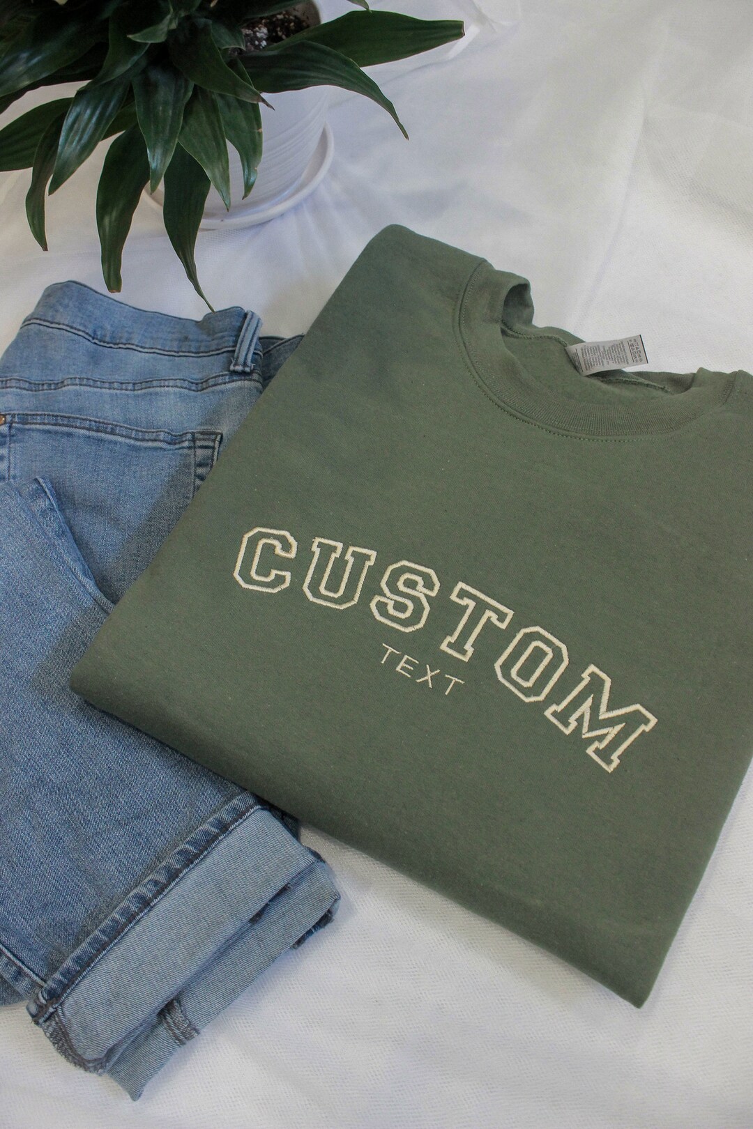 Personalized Embroidered Custom Text Sweatshirt, Custom Letters ...