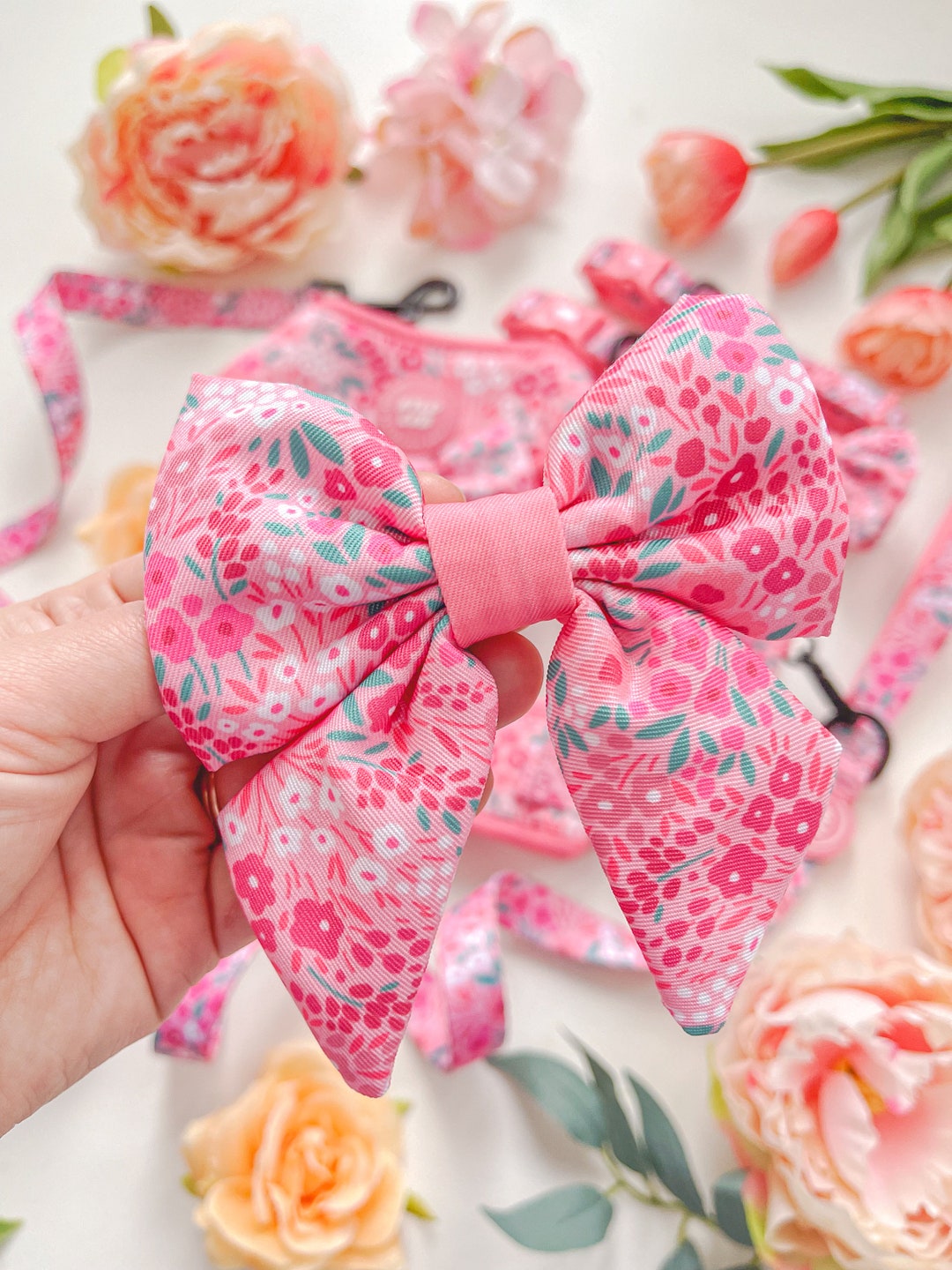 Dog Sailor Bow Tie in Pink, Floral, Girl | Wyld Cub Notting Hill Rose ...