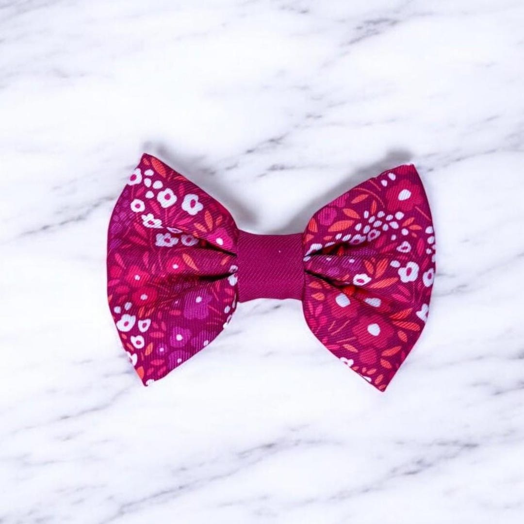 Dog Dickie Bow Tie in Pink, Floral | Wyld Cub Notting Hill Raspberry ...