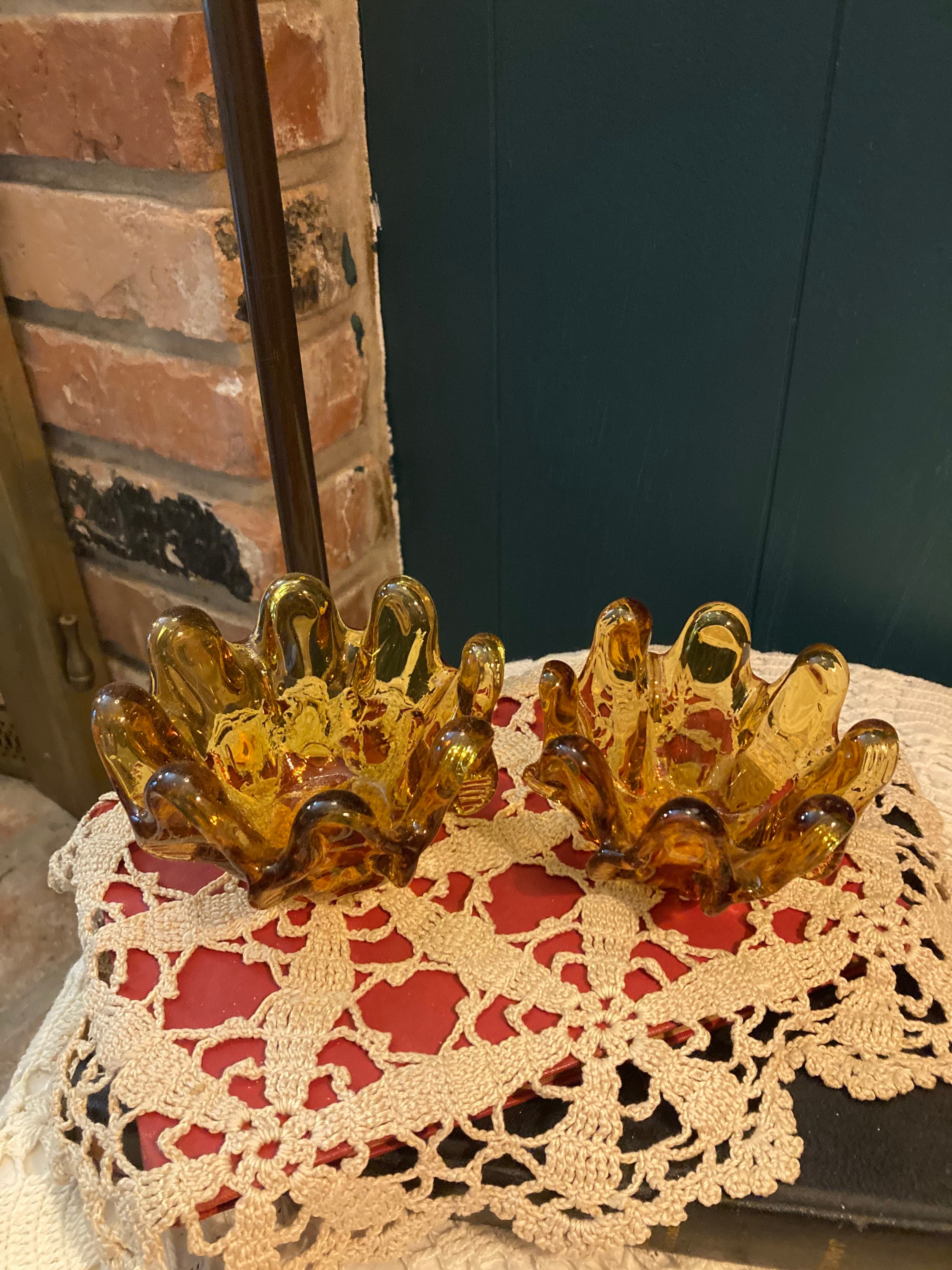 Vintage Murano Art Glass Nesting Bowls Hand Blown Amber Set of Two ...