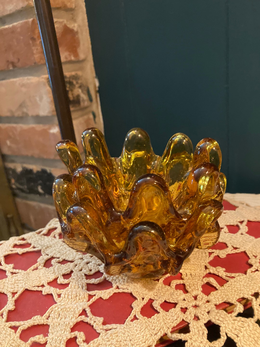 Vintage Murano Art Glass Nesting Bowls Hand Blown Amber Set of Two ...