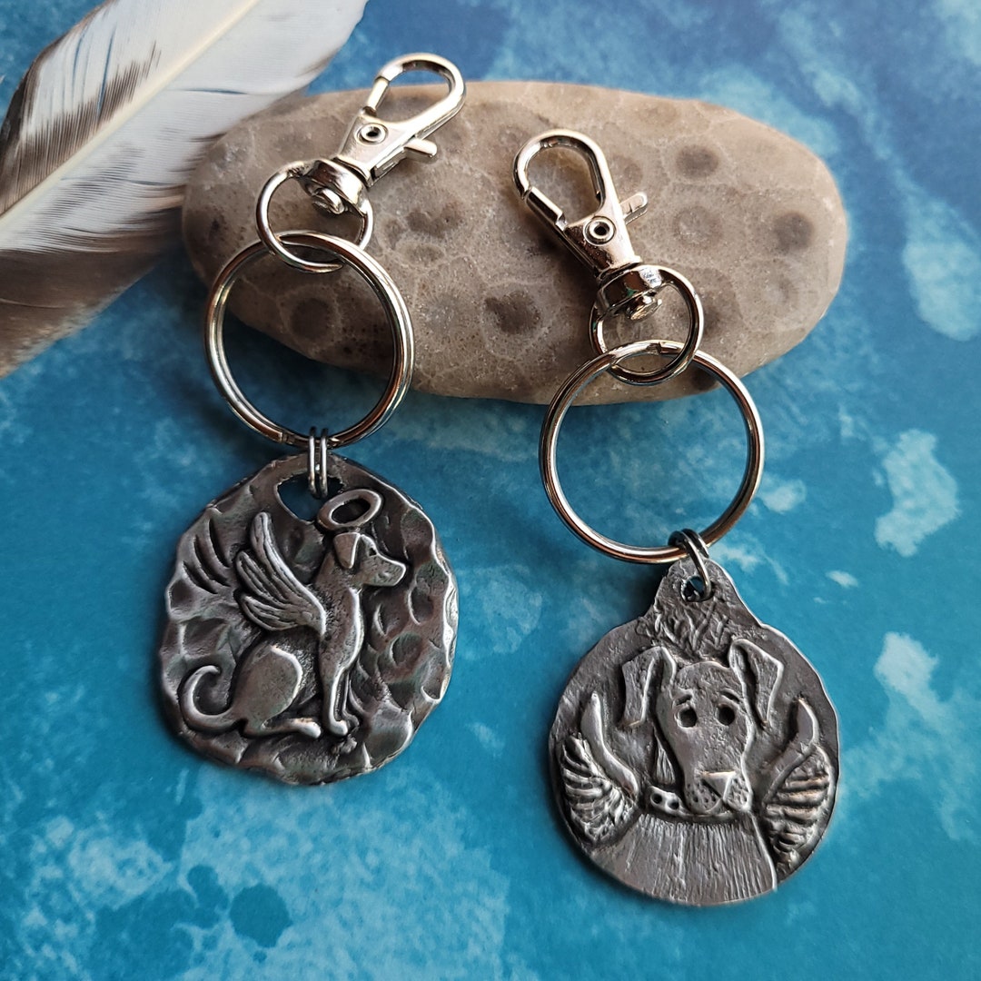 Angel Dog Keychain, Pewter Dog Purse Charm, Gift for Dog Lover, Dog ...