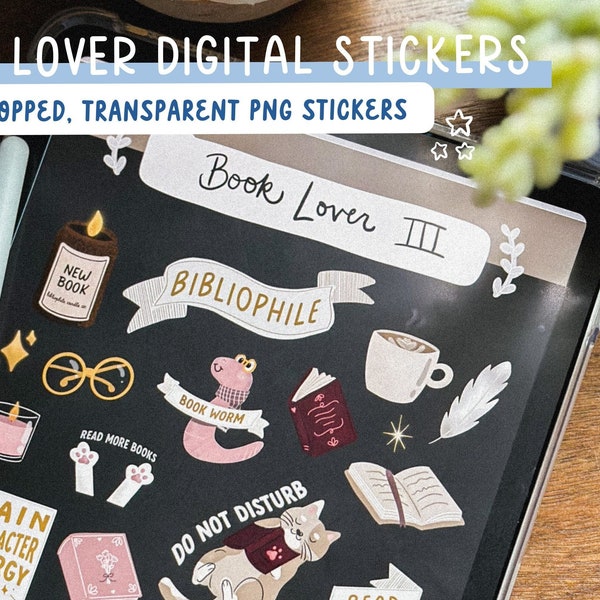 Bookish Digital Stickers - Etsy