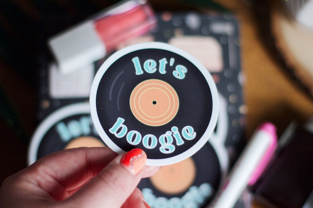 Lets Boogie Vinyl Record Die-Cut Sticker DISCO WONDERLAND STICKERS ...