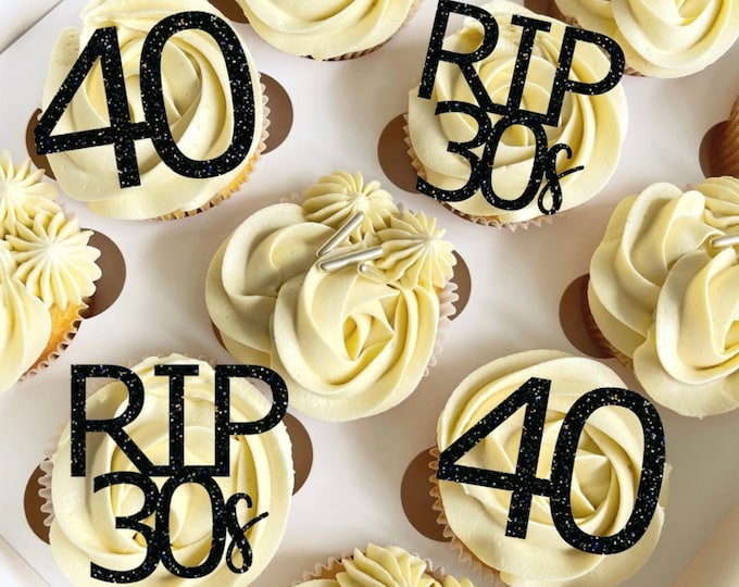RIP 30s Cupcake Toppers, 40th Birthday Cake Toppers, Happy Birthday - Etsy