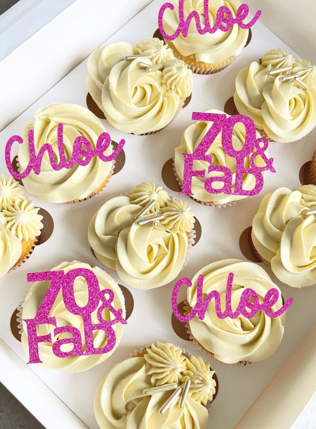 Personalised 70 & Fab Cupcake Toppers, 70th Birthday Toppers, 70th ...
