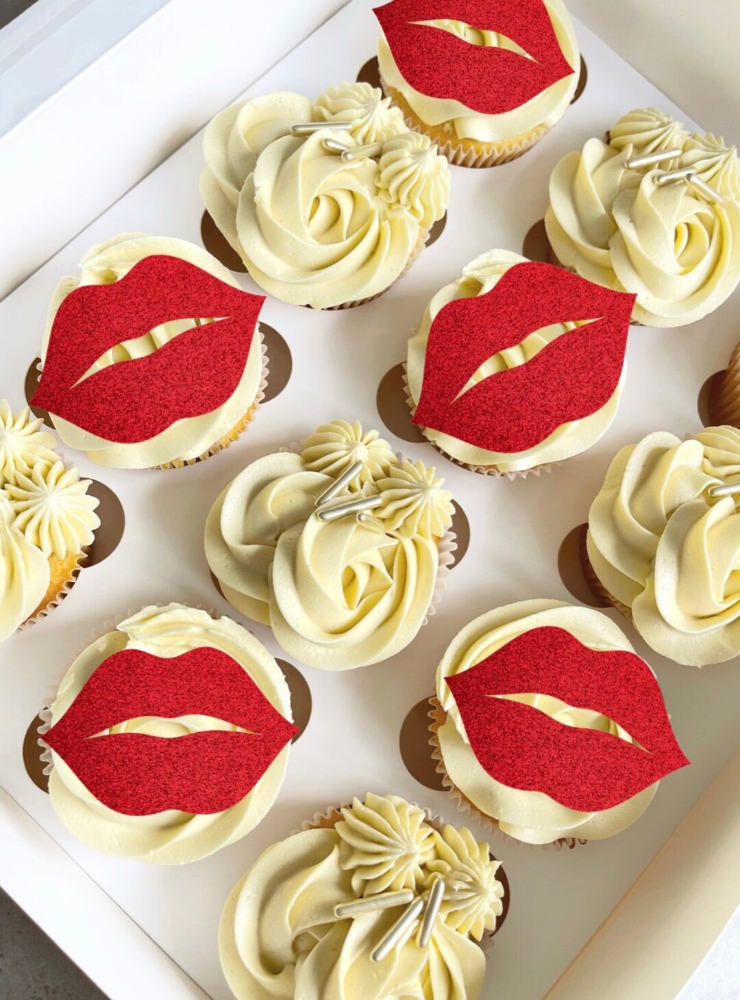 Glitter Lips Cupcake Toppers, Birthday Cake Toppers, Makeup Toppers - Etsy