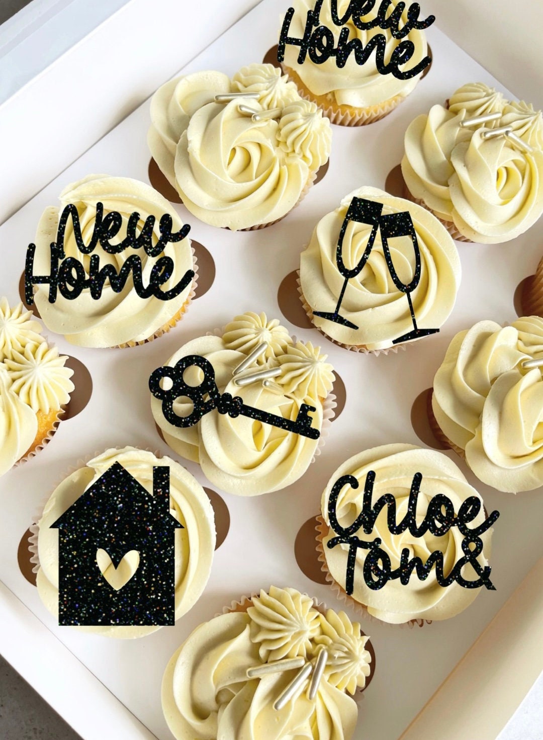 Personalised New Home Cupcake Toppers, First Home, House Warming, Cake ...