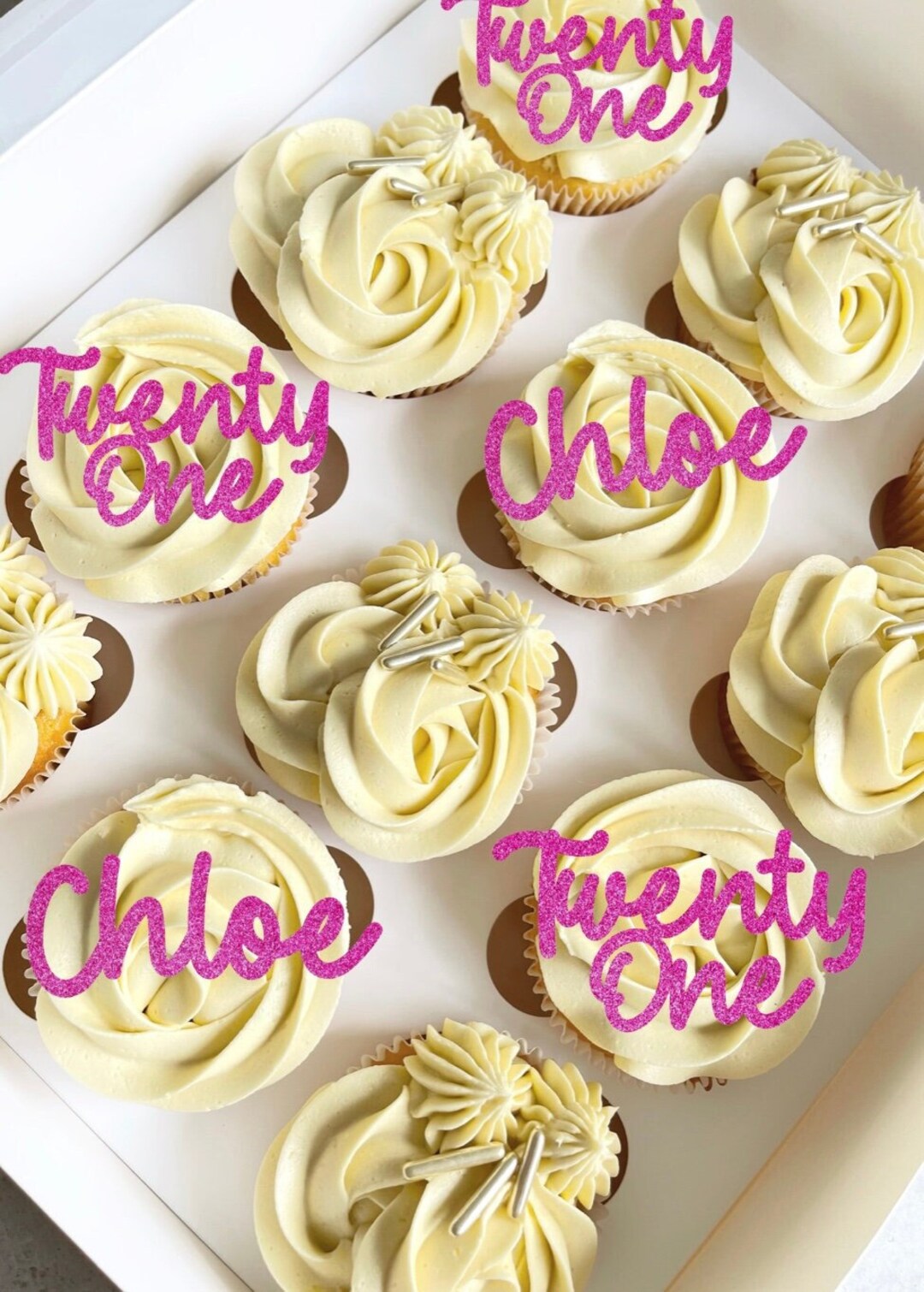 Personalised Twenty One Birthday Cupcake Toppers, 21st Birthday Cake ...