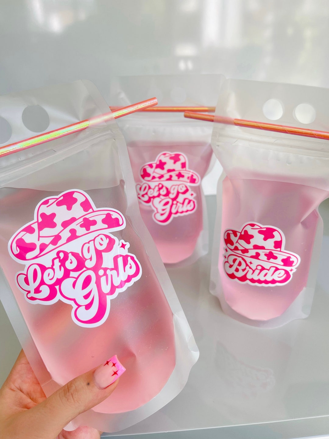 Let’s Go Girls Bride Drink Pouches, Hen Party Pouches, Cowgirl Party ...