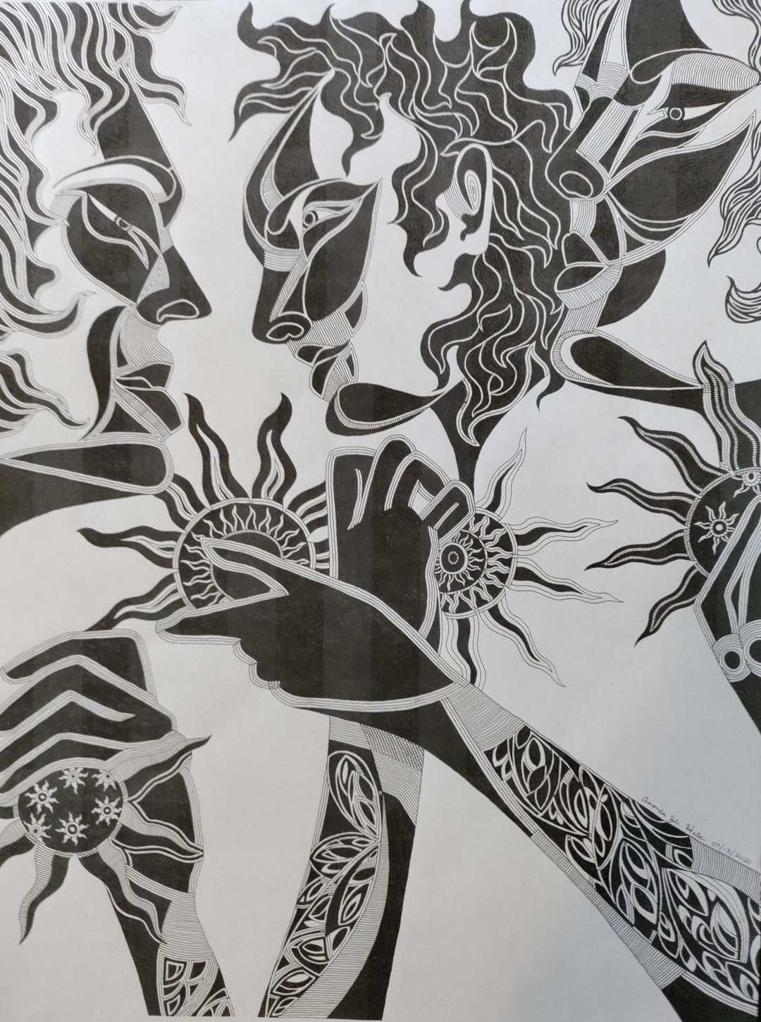 THE THREE MUSES : Prints of Original Abstract Art Drawn Free Hand in ...