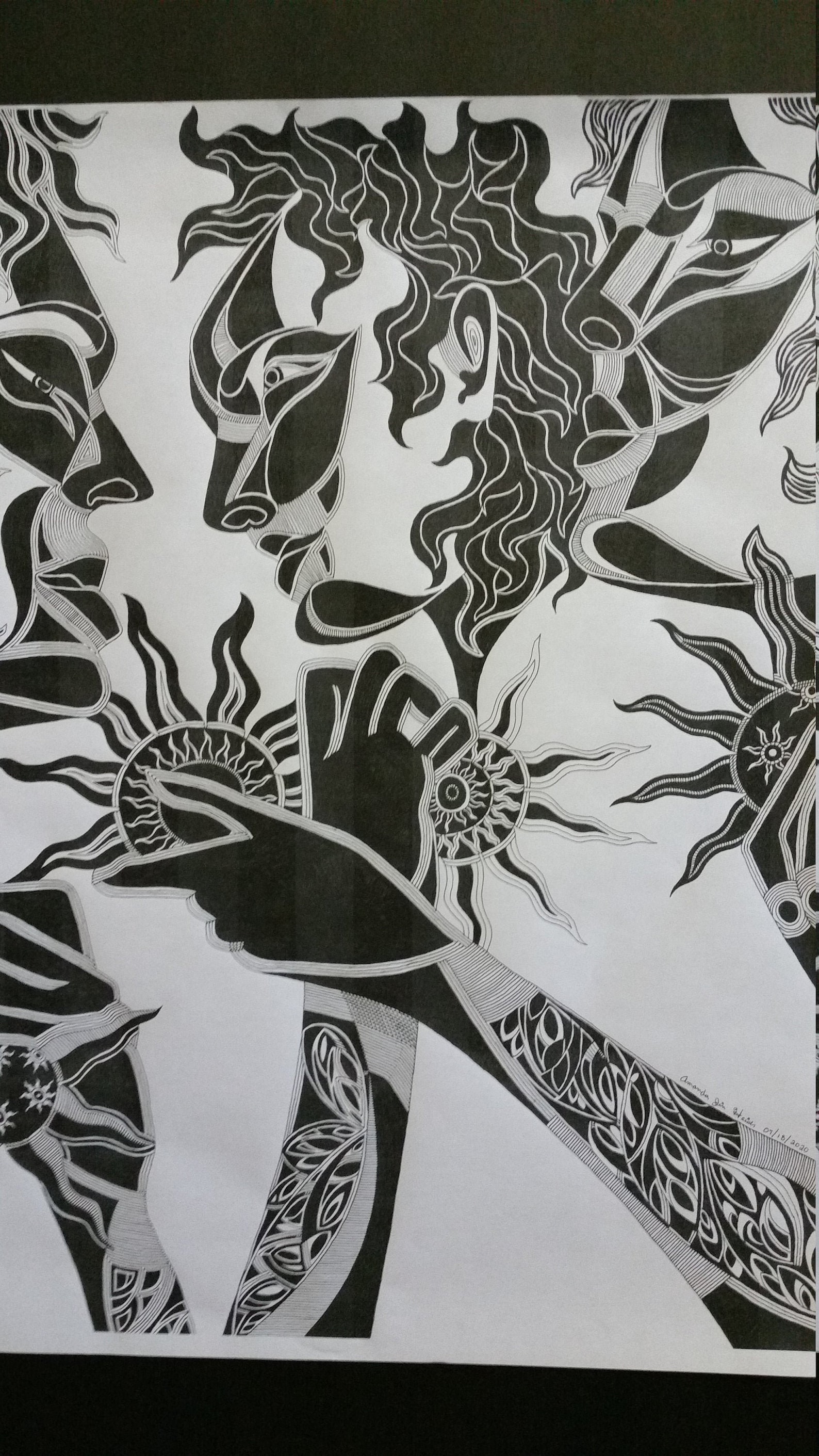 THE THREE MUSES : Prints of original abstract art drawn free | Etsy