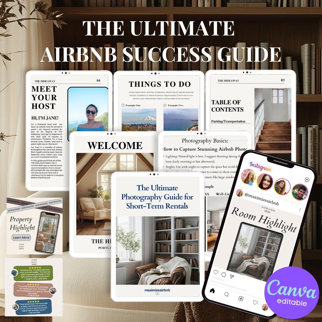Airbnb Host Mastery Kit | Canva Templates + Rental Guide + Instagram ...