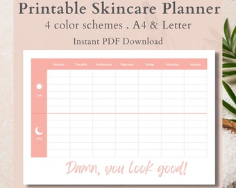 Monthly Beauty Skincare Tracker, Skincare Routine Printable, Self Care ...