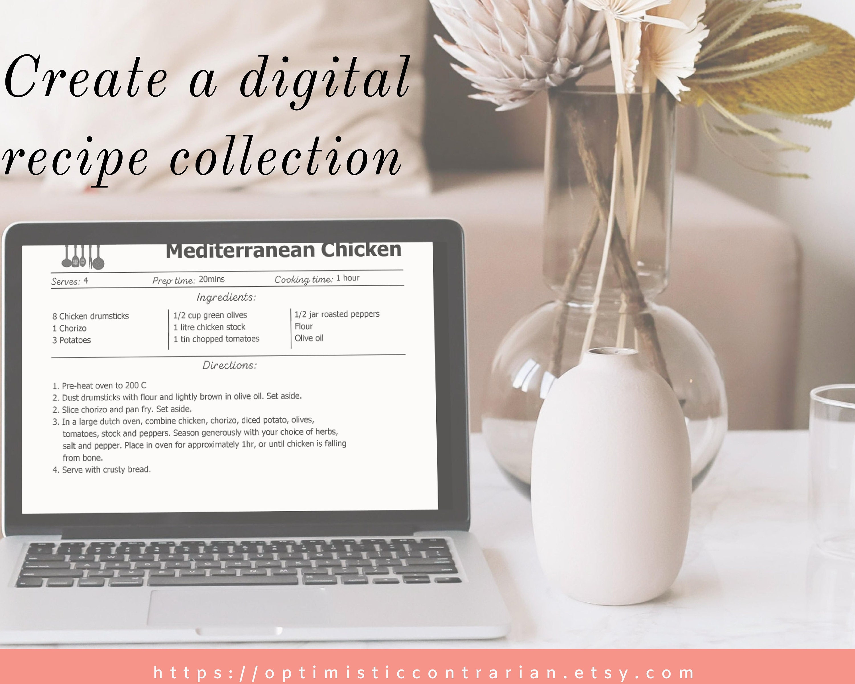 Editable PDF Recipe Card Template. Create Digital Recipe Books. A4, A5 ...