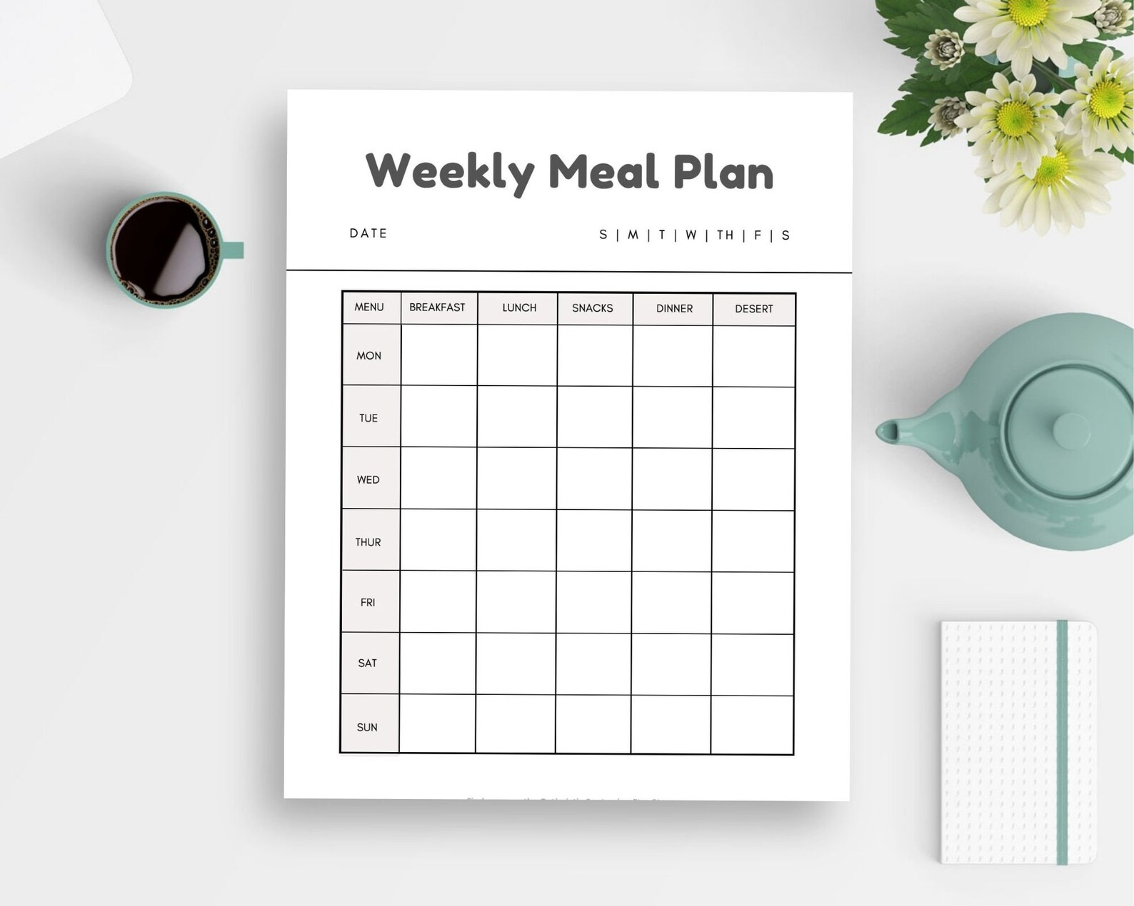 Meal Plan Prep Printable Template. Daily & Weekly Planner . Grocery ...