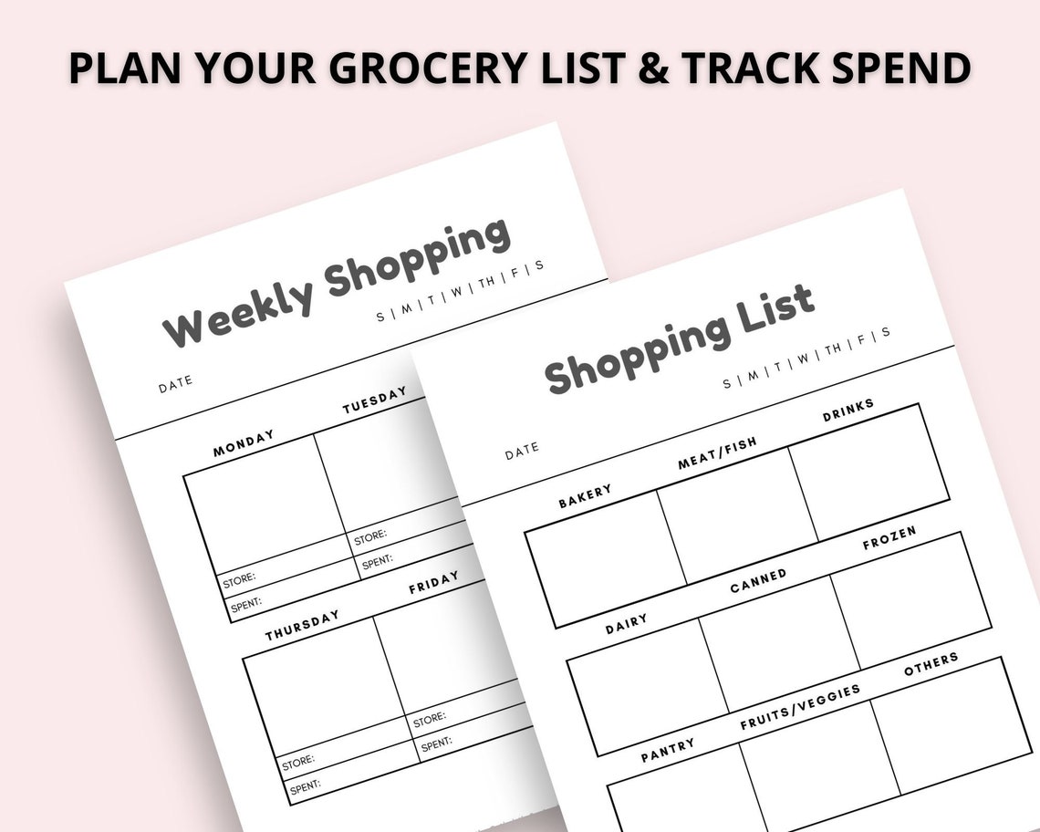 Meal Plan Prep Printable Template. Daily & Weekly Planner . Grocery ...