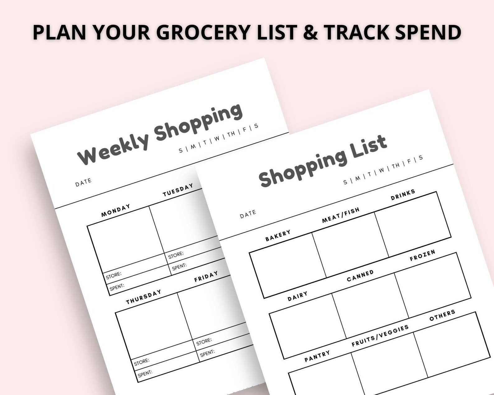 Meal Plan Prep Printable Template. Daily & Weekly Planner . Grocery ...