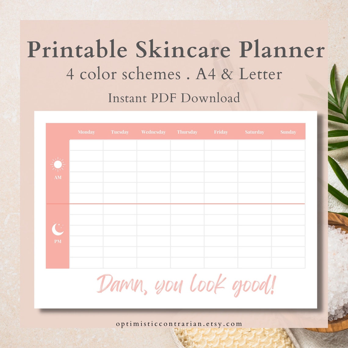 Printable Skincare Tracker, Skincare Routine, Self Care Planner ...