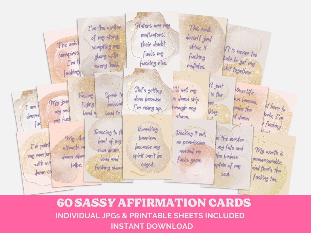 Printable Affirmation Cards for Women - Mental Health - Inappropriate ...