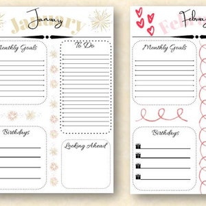 Themed 12 Monthly at a Glance Printable - Etsy