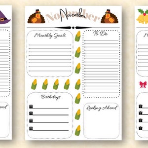 Themed 12 Monthly at a Glance Printable - Etsy
