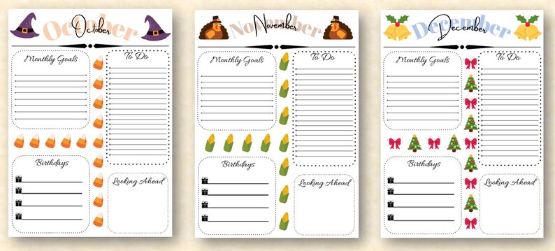 Themed 12 Monthly at a Glance Printable - Etsy