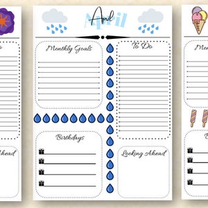 Themed 12 Monthly at a Glance Printable - Etsy