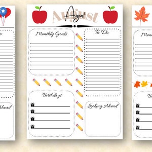 Themed 12 Monthly at a Glance Printable - Etsy