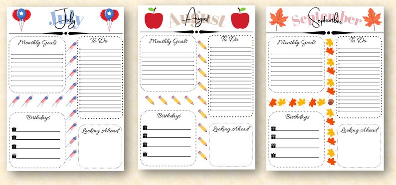 Themed 12 Monthly at a Glance Printable - Etsy