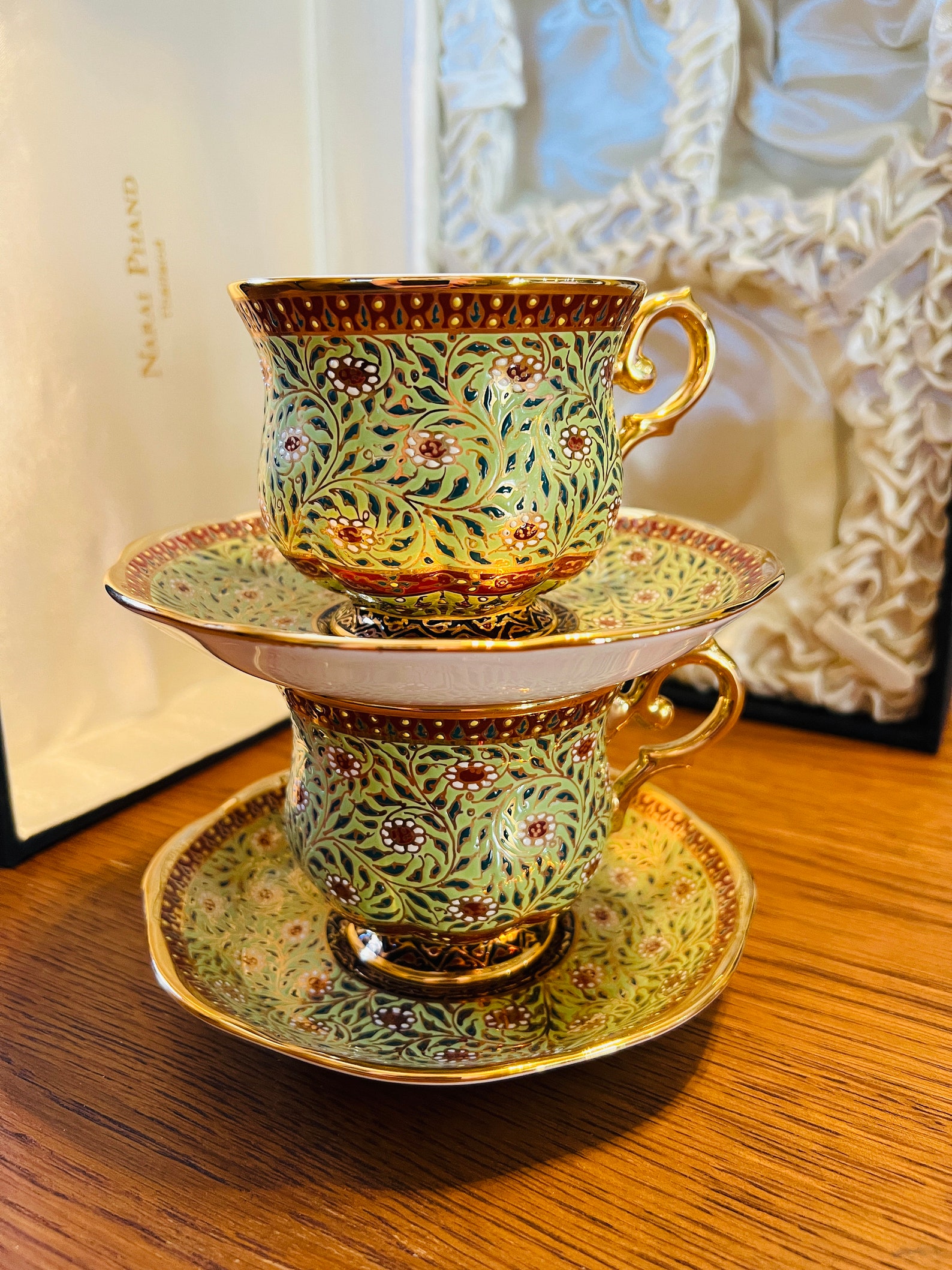 New Narai Phand Benjarong Enamel Royal Bone China Teacup Set Etsy