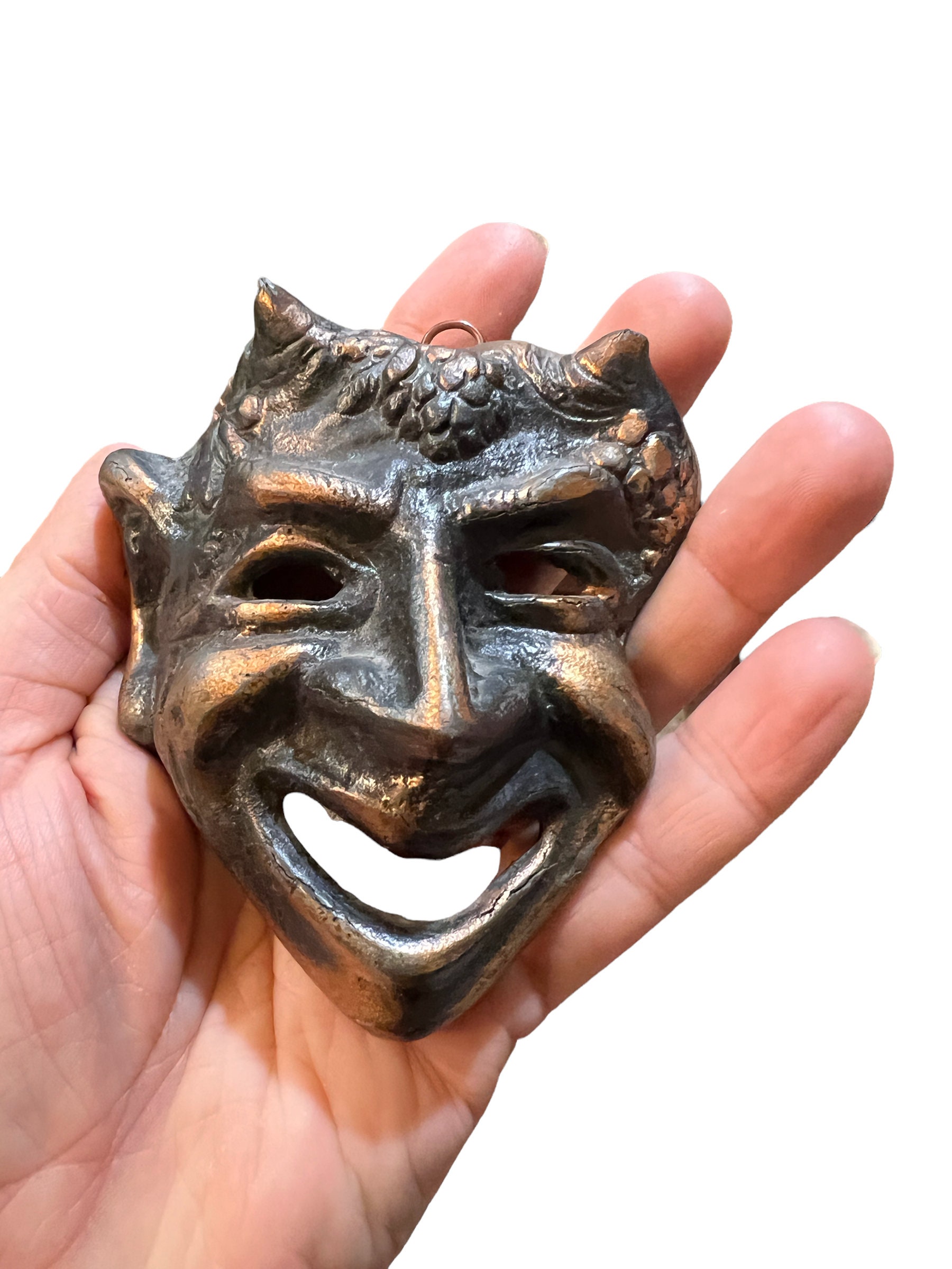 Vintage Greek Bronzed Metal Comedy & Tragedy Satyr - Etsy