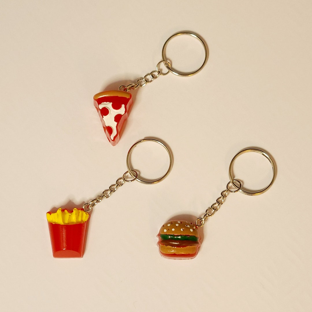 Cute Hand Painted Junk Food Keychains Burger, Fries, and Pizza - Etsy