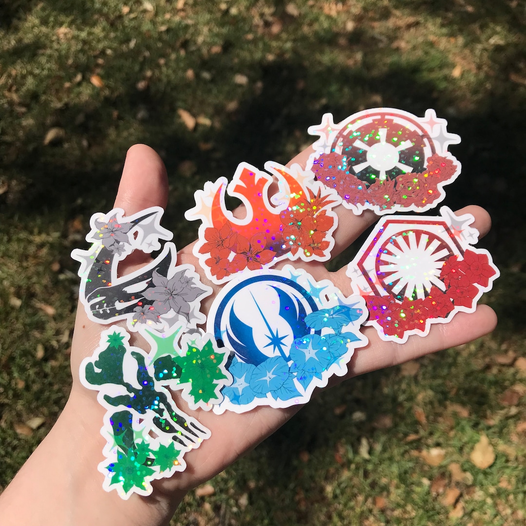 Star Wars Floral Faction Symbol Waterproof Glitter Stickers - Etsy