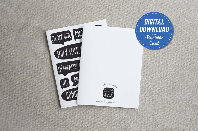 Printable Congratulations Greeting Card, omg Oh My God Speech Bubble ...