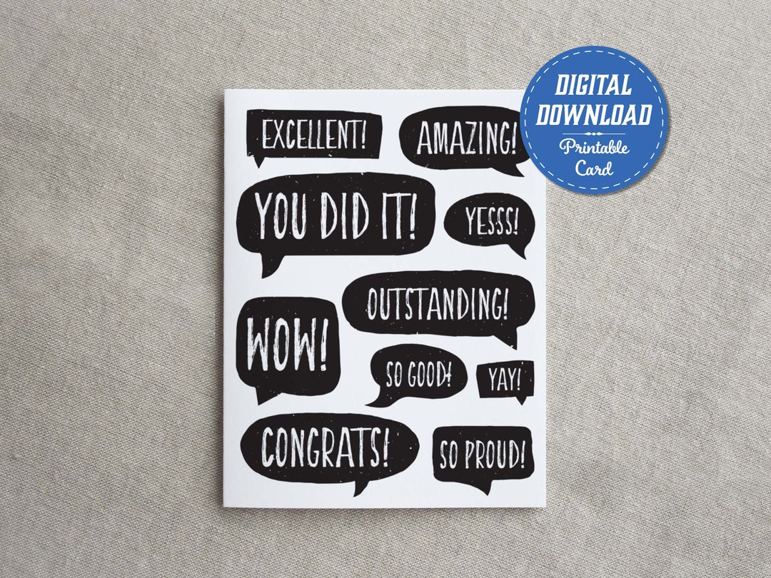Printable "congrats" Greeting Card, Congratulations Card, Downloadable ...