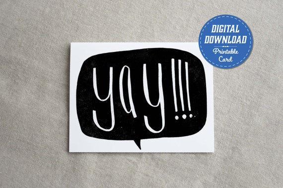 Printable Congratulations Greeting Card yay Hand | Etsy