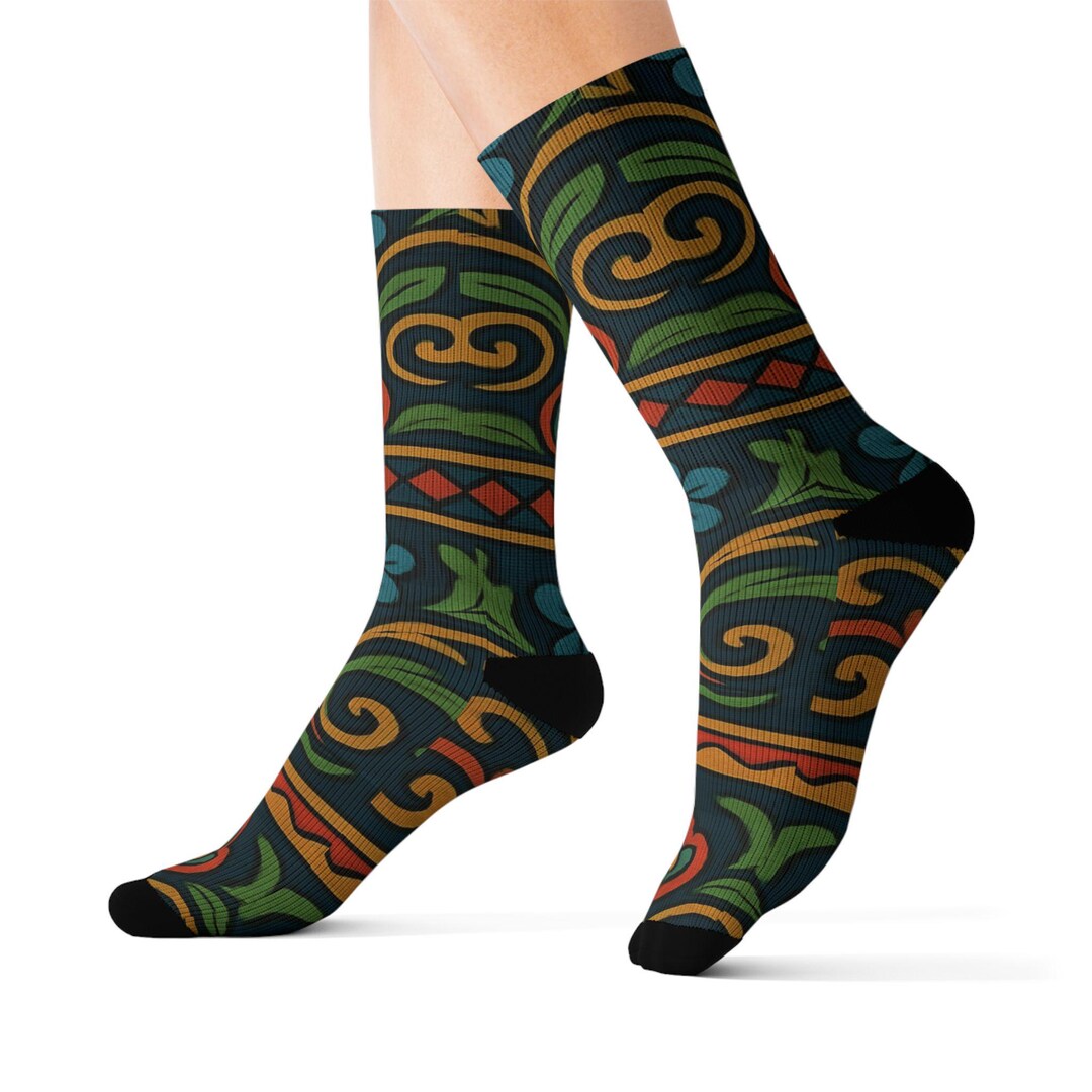 Victorian Floral Tile Sublimation Socks | Patterned Crew Socks - Etsy