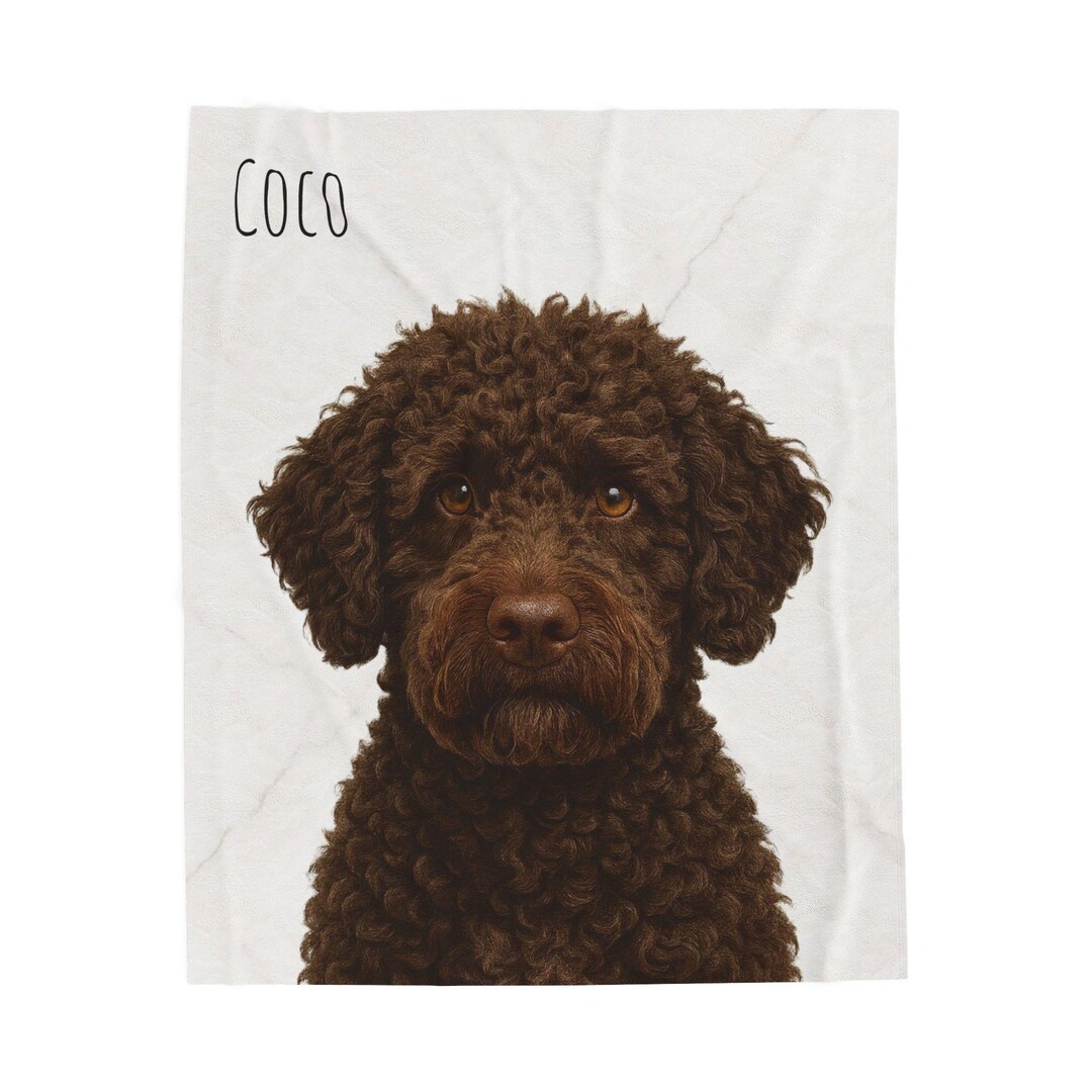 Custom Brown Labradoodle Portrait Blanket | Velveteen Plush Blanket - Etsy