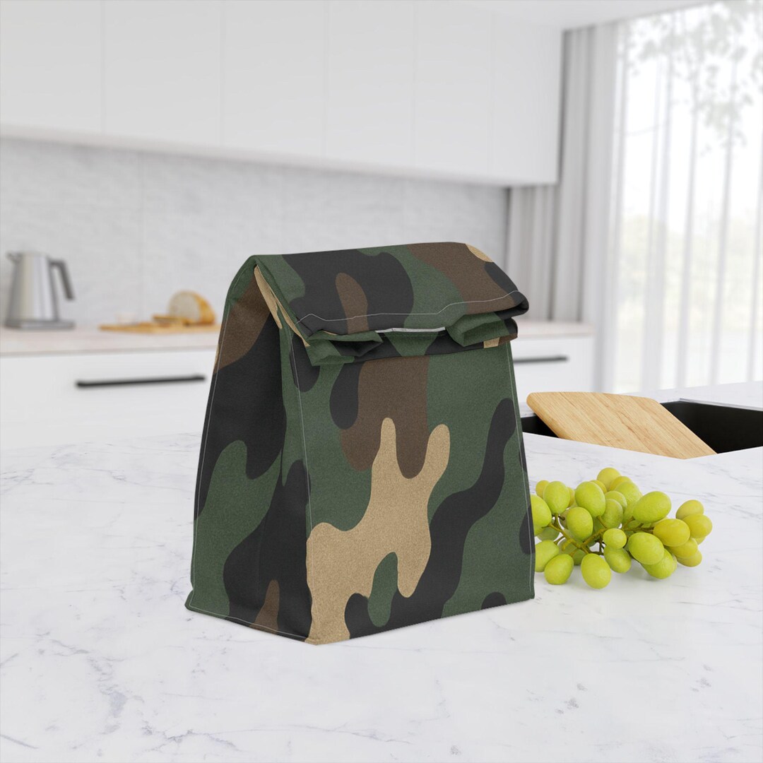 Camo Lunch Bag – Insulated Polyester Tote With Magnetic Closure - Etsy
