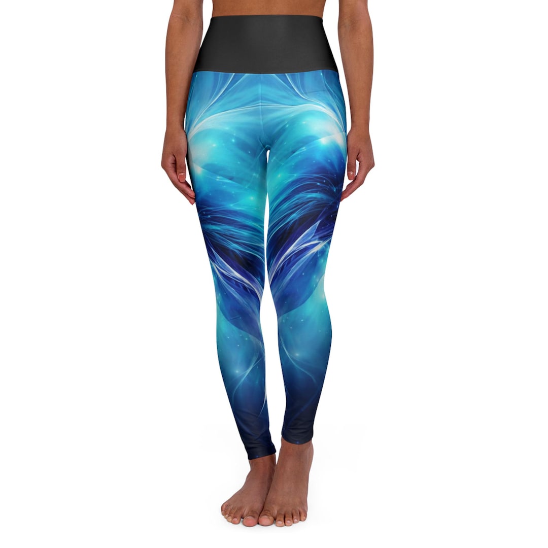 Blue Galaxy Swirl High Waisted Yoga Leggings | Cosmic Nebula Print - Etsy