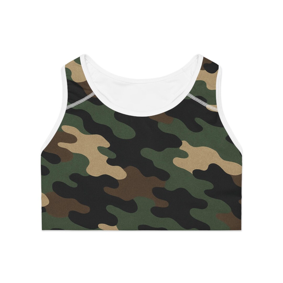 Camo Sports Bra, Workout Top, Activewear, Fitness Apparel, Athleisure ...