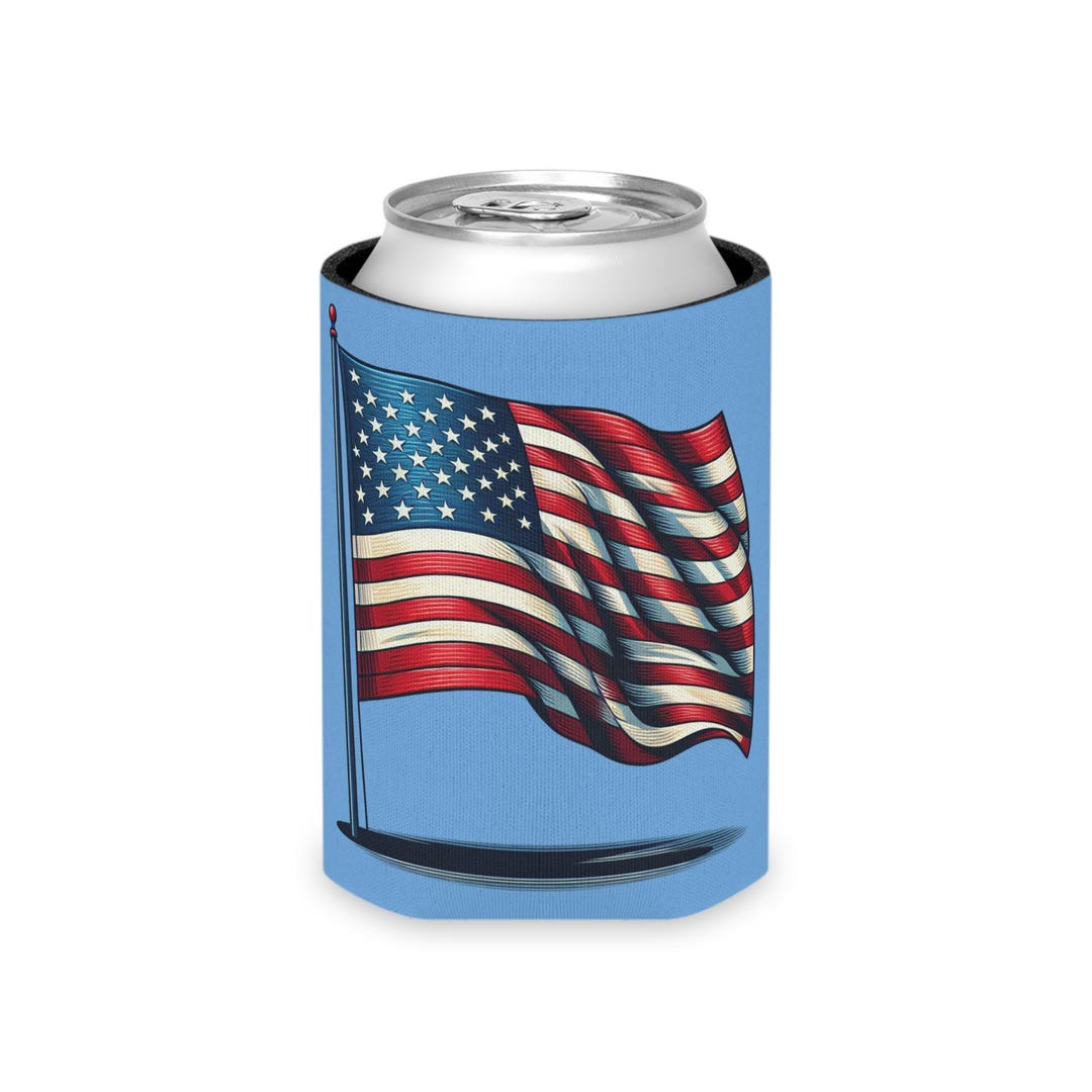 American Flag Can Cooler: Patriotic 4th of July Drink Sleeve - Etsy