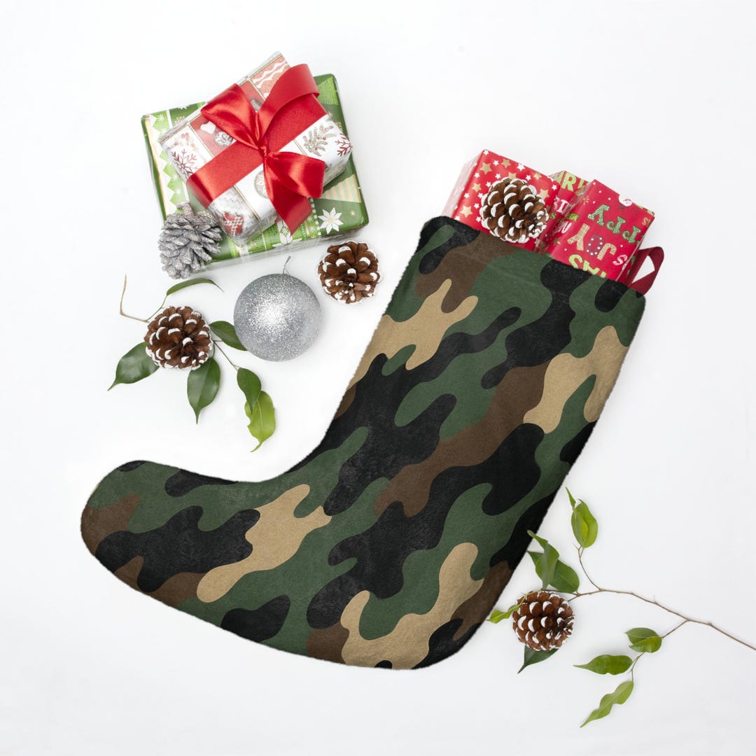 Camo Christmas Stockings, Military Holiday Decor, Personalized Xmas ...