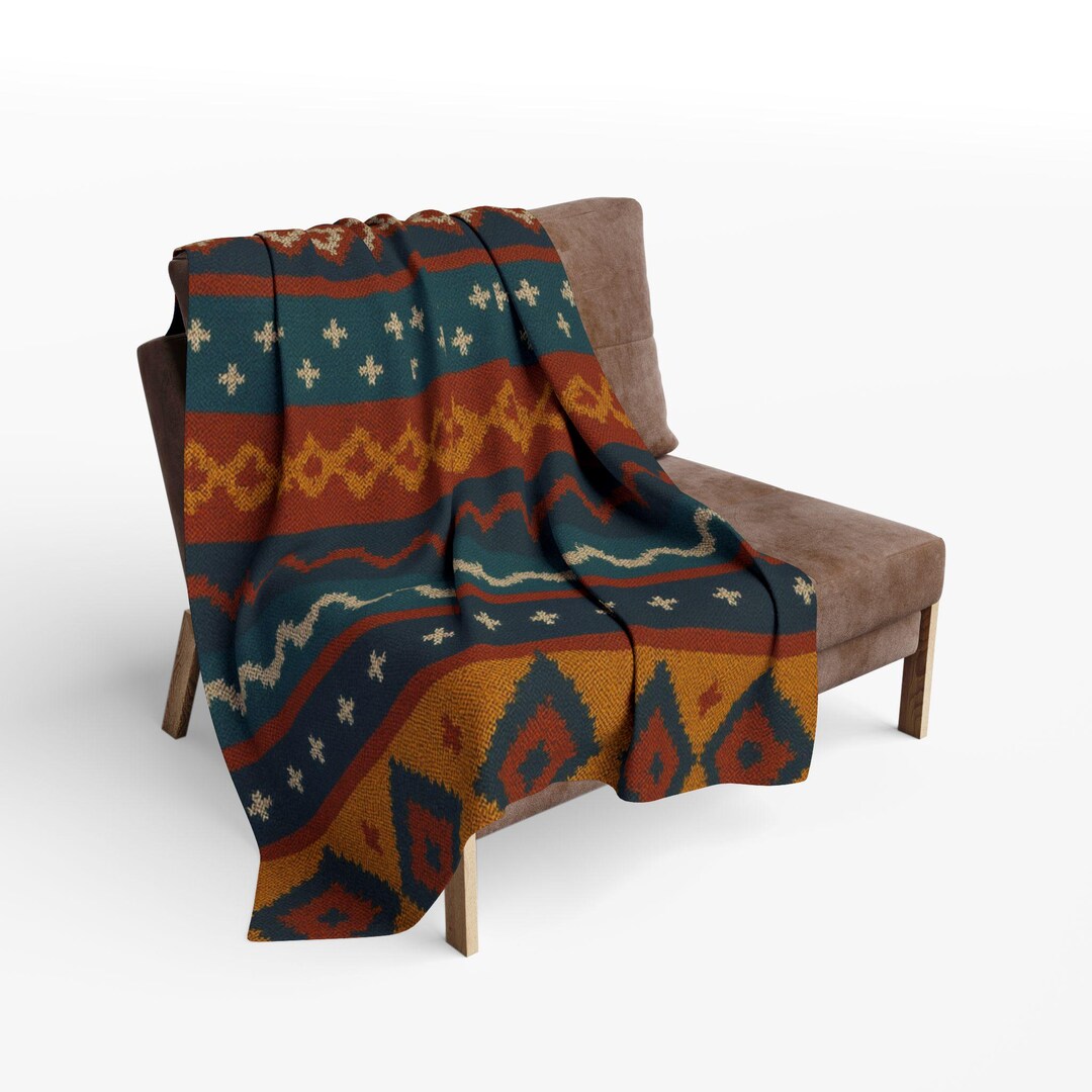 Northwest Geometric Pattern Arctic Fleece Blanket | Aztec Stripe Throw ...