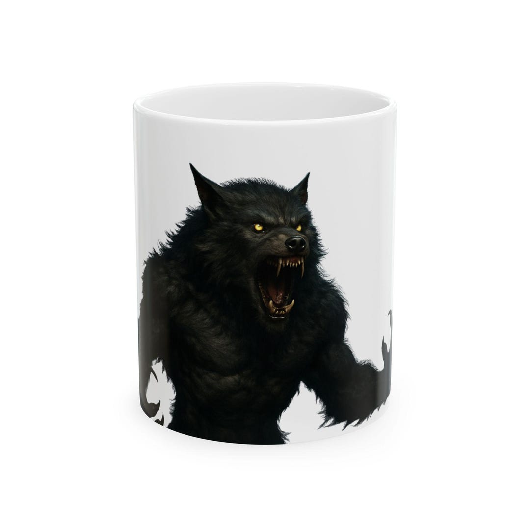 Werewolf Graphic Ceramic Mug: Halloween Coffee Cup, Animal Lover Gift ...