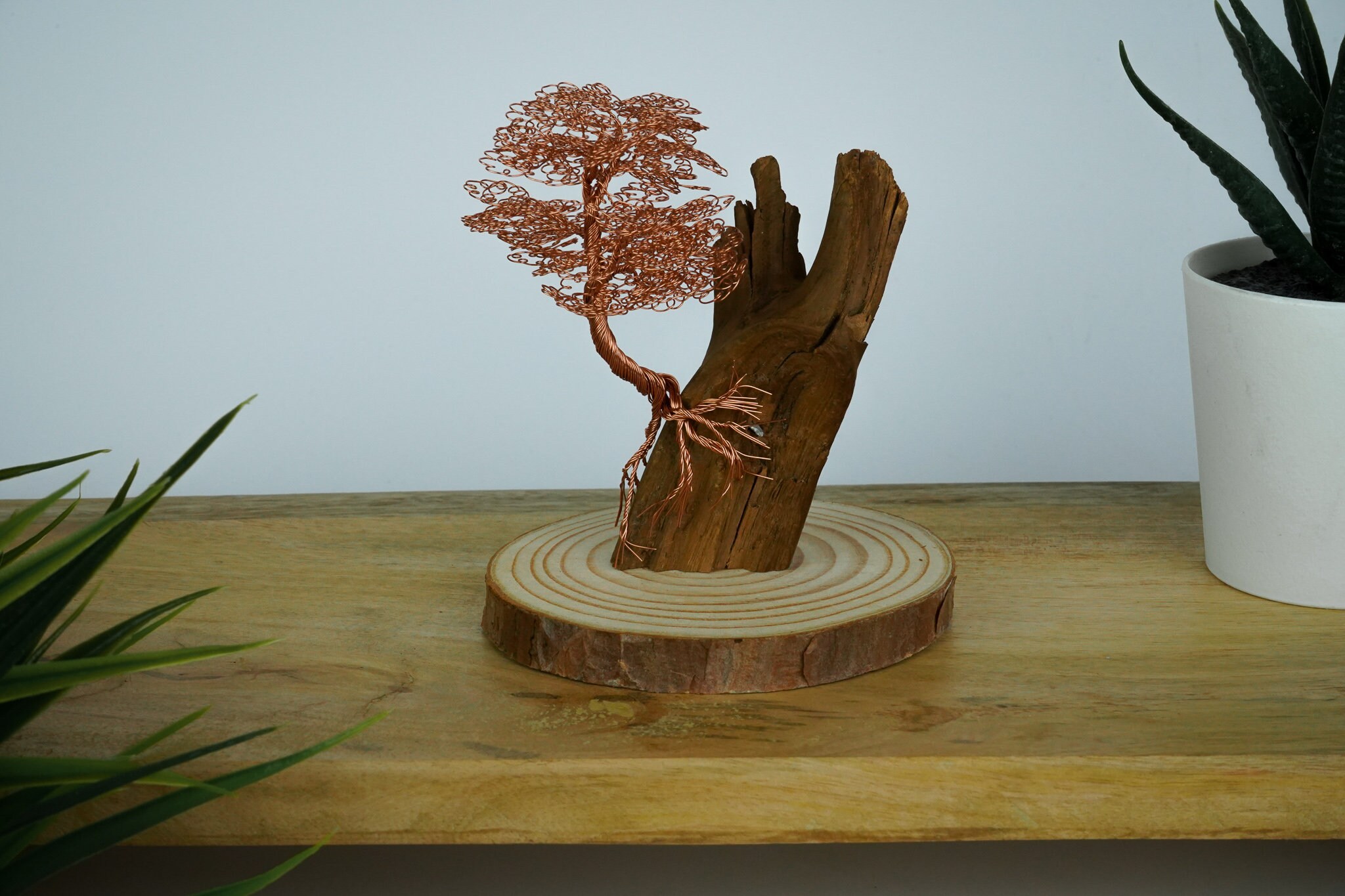 Mini Wire Tree on Tree Root SIZE S Deco Bonsai Made of Wire, Unique ...