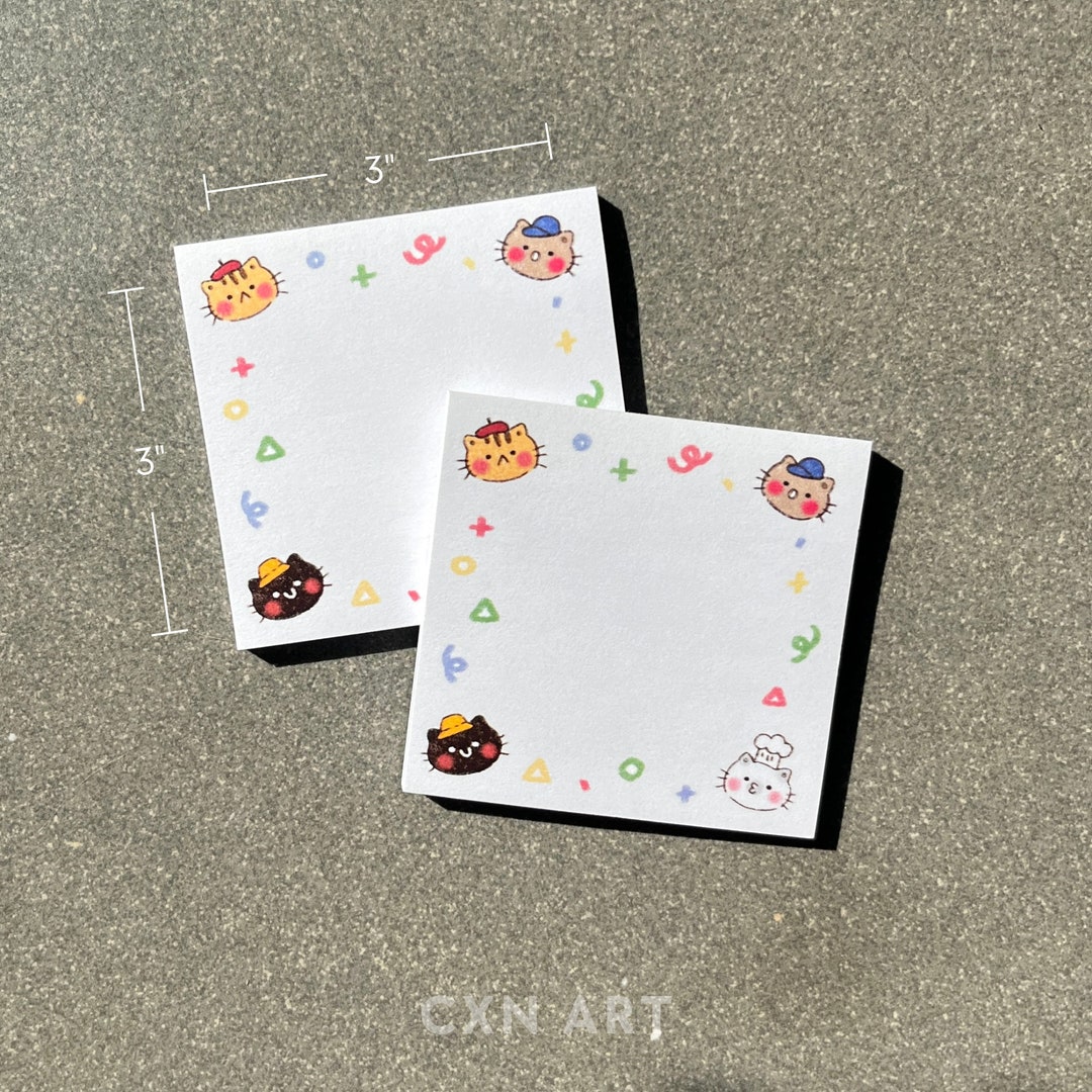 Cats With Hats Sticky Note Pad - 3x3 Inches, Adhesive, Memo Pad, Bullet ...