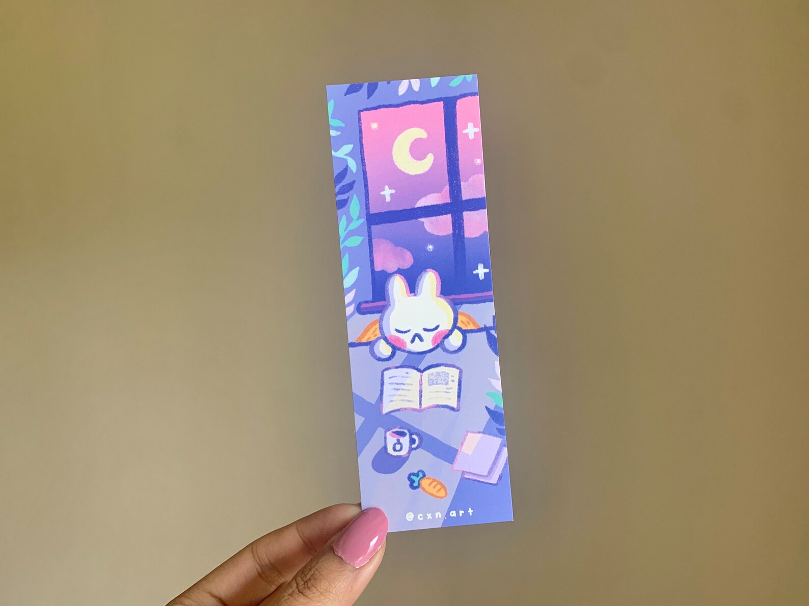 Luna Bunny Reading Glossy Bookmark 2x6 Inches - Etsy