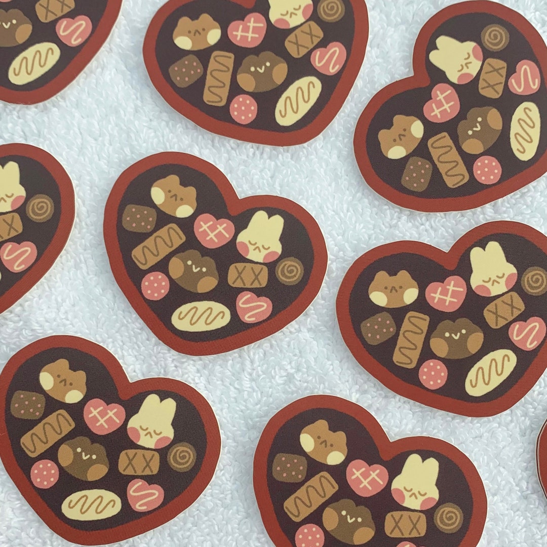 Chocolate Box Heart Die-cut Sticker | Waterproof, Matte, 2x2.3”, Laptop ...